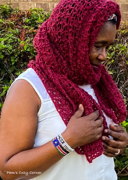 Edna’s Ruby Crochet Lace Scarf - Pam's Cozy Corner